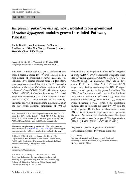 (PDF) Rhizobium pakistanensis sp. nov., isolated from groundnut ...