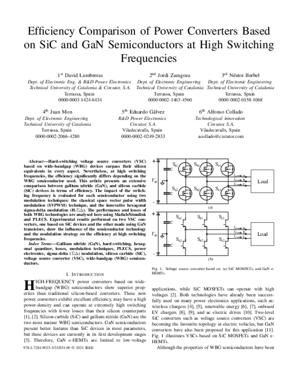 (PDF) Efficiency Comparison of Power Converters Based on SiC and GaN Semiconductors at High ...