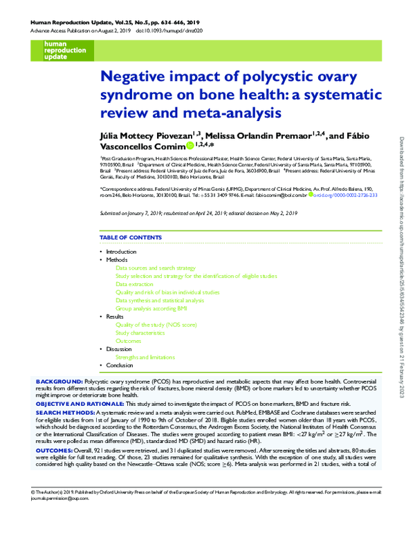(PDF) Negative impact of polycystic ovary syndrome on bone health: a ...
