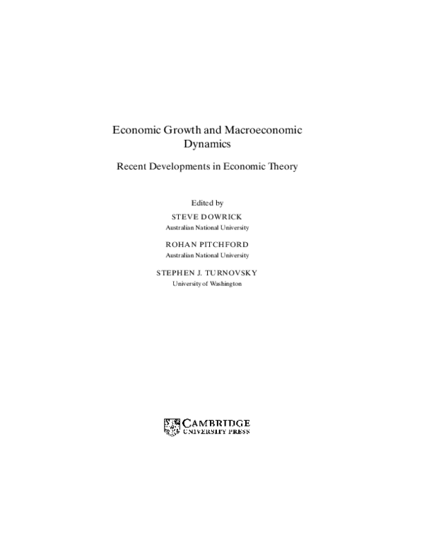 (PDF) Economic Growth and Macroeconomic Dynamics