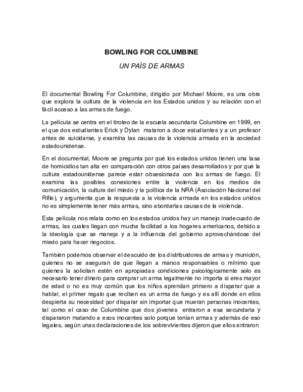 (DOC) BOWLING FOR COLUMBINE