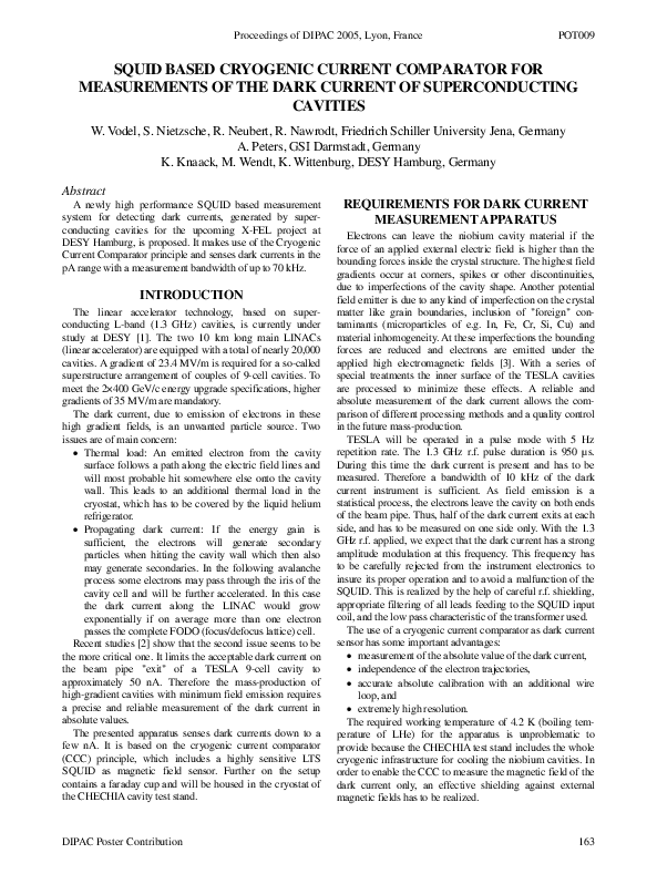 (PDF) SQUID-based cryogenic current comparator for measurements of the dark current of ...