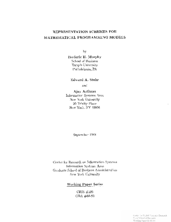 (PDF) Representation schemes for mathematical programming models | Edward Stohr - Academia.edu