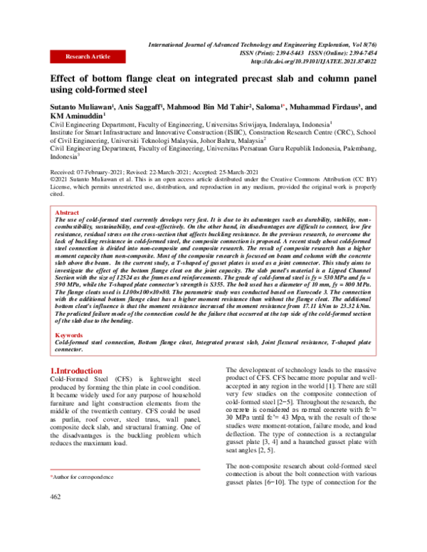 (PDF) Effect of bottom flange cleat on integrated precast slab and ...