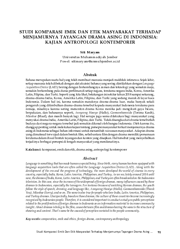 (PDF) Studi Komparasi Emik Dan Etik Masyarakat Terhadap Menjamurnya ...