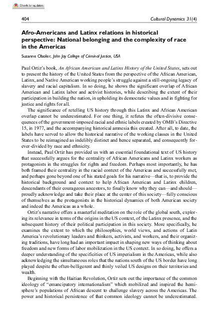 (PDF) Afro-Americans and Latinx relations in historical perspective ...
