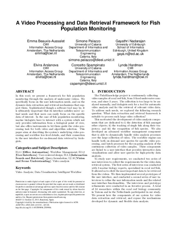 (PDF) A video processing and data retrieval framework for fish ...