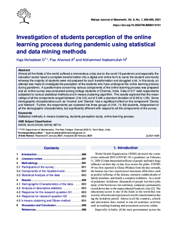 (PDF) Investigation of students perception of the online learning ...