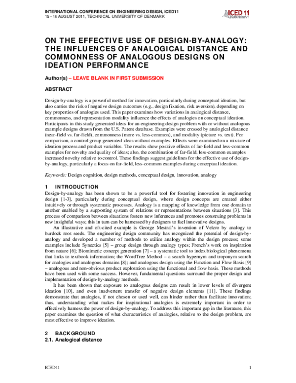 (PDF) On the Effective Use of Design-By-Analogy: The Influences of ...