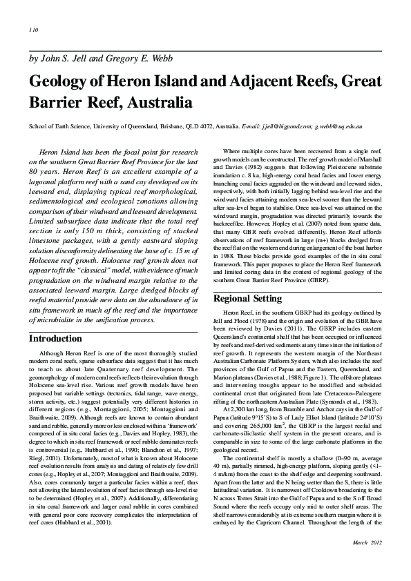 (PDF) Geology of Heron Island and Adjacent Reefs, Great Barrier Reef ...