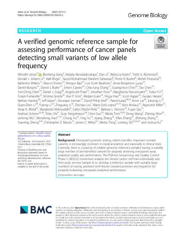 (PDF) A verified genomic reference sample for assessing performance of ...