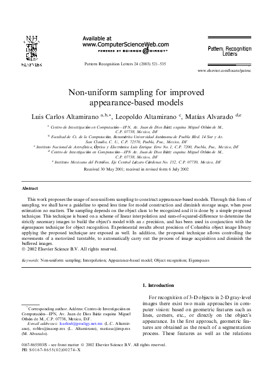 (PDF) Non-uniform sampling for improved appearance-based models
