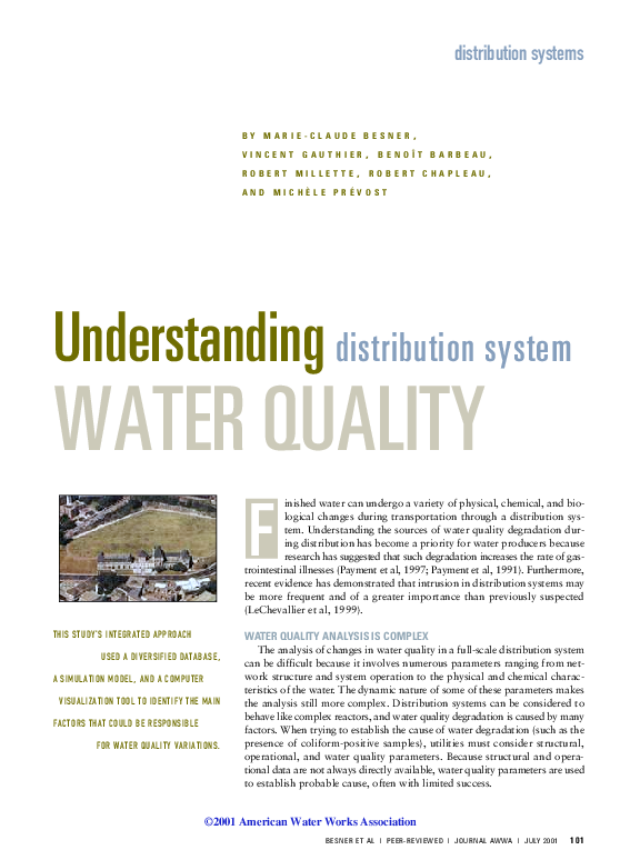 (PDF) Understanding distribution system WATER QUALITY