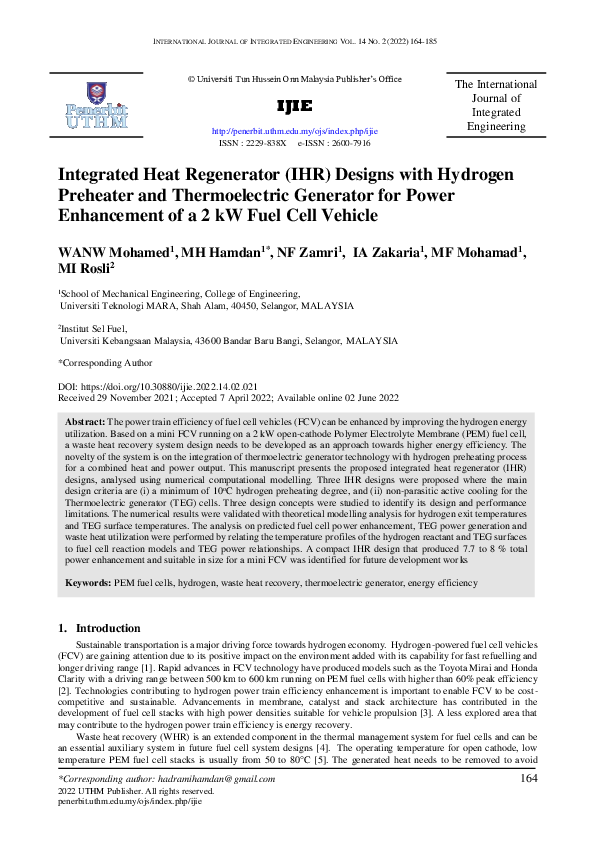(PDF) Integrated Heat Regenerator (IHR) Designs with Hydrogen Preheater ...