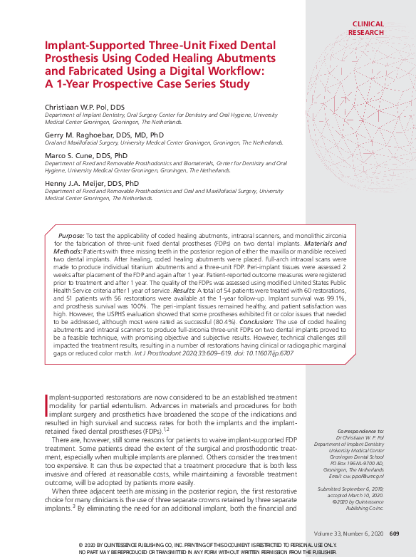 (PDF) Implant-Supported Three-Unit Fixed Dental Prosthesis Using Coded ...