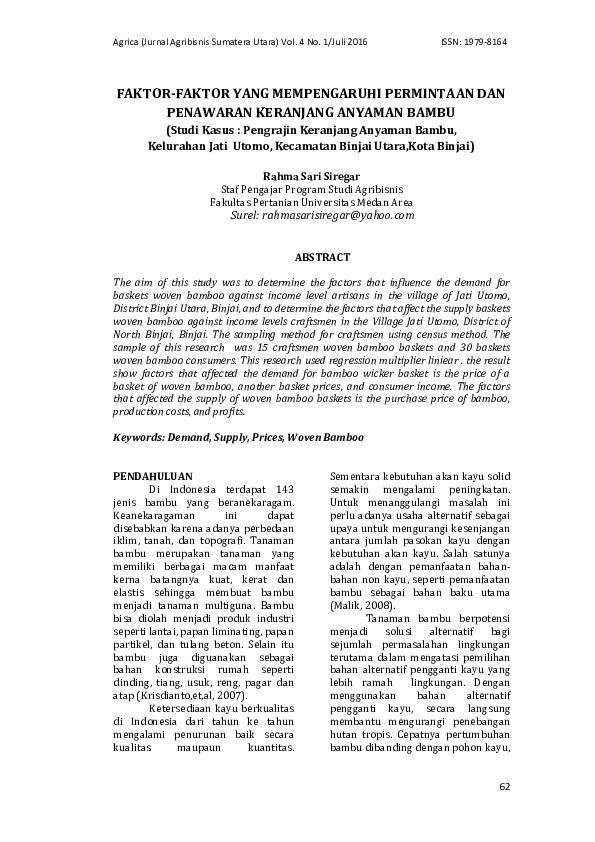 (PDF) Faktor-Faktor Yang Mempengaruhi Permintaan Dan Penawaran Keranjang Anyaman Bambu