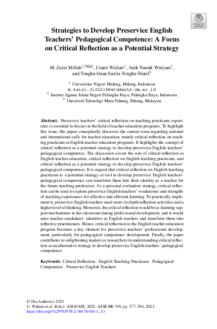 (PDF) Strategies to Develop Preservice English Teachers' Pedagogical Competence: A Focus on ...
