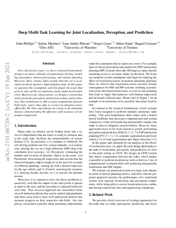 (PDF) Deep Multi-Task Learning for Joint Localization, Perception, and Prediction | Julieta ...