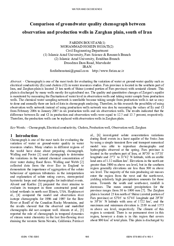 (PDF) Comparison of groundwater quality chemograph between observation ...