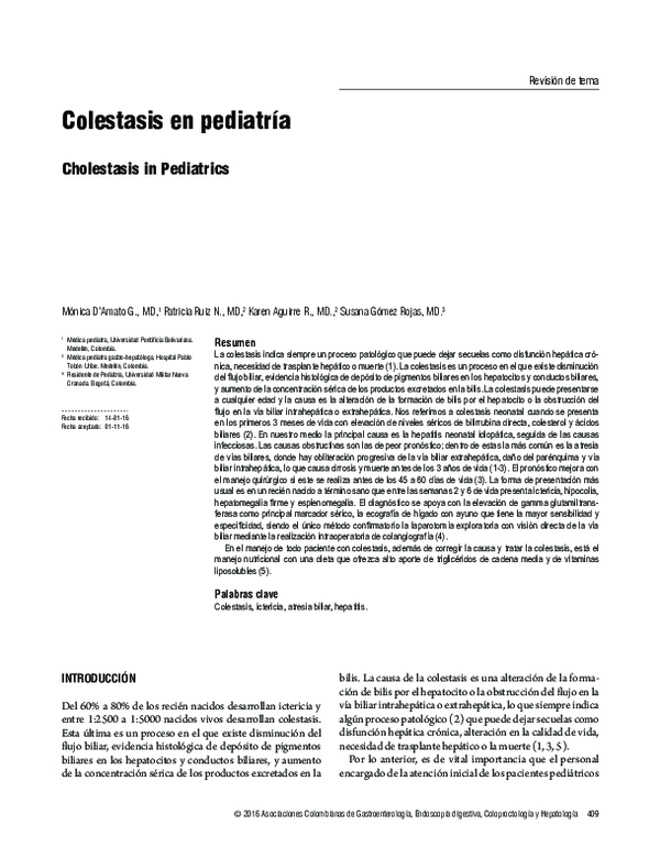 (PDF) Colestasis en pediatría