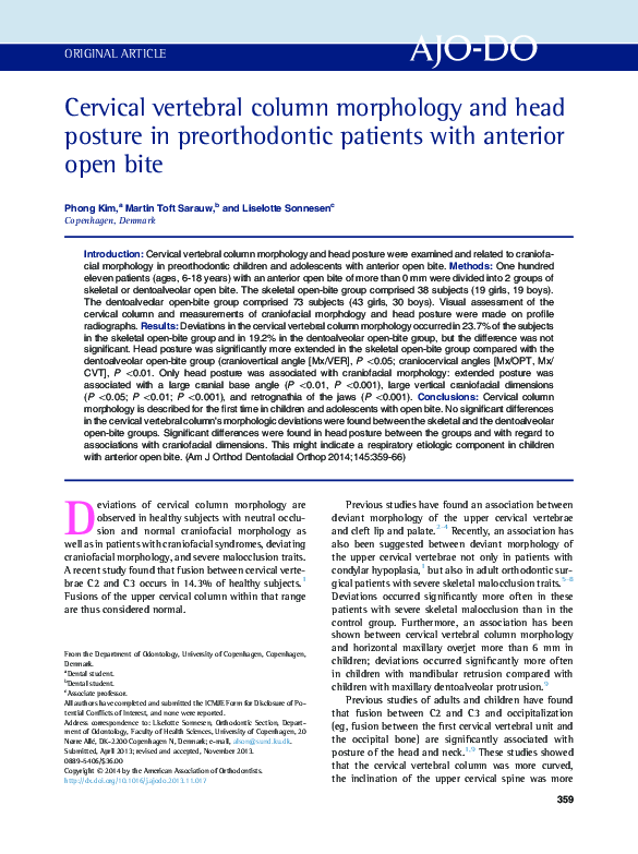 (PDF) Cervical vertebral column morphology and head posture in ...