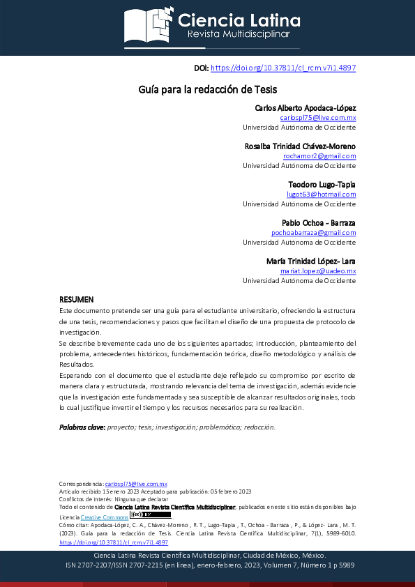 (PDF) Guía para la redacción de Tesis