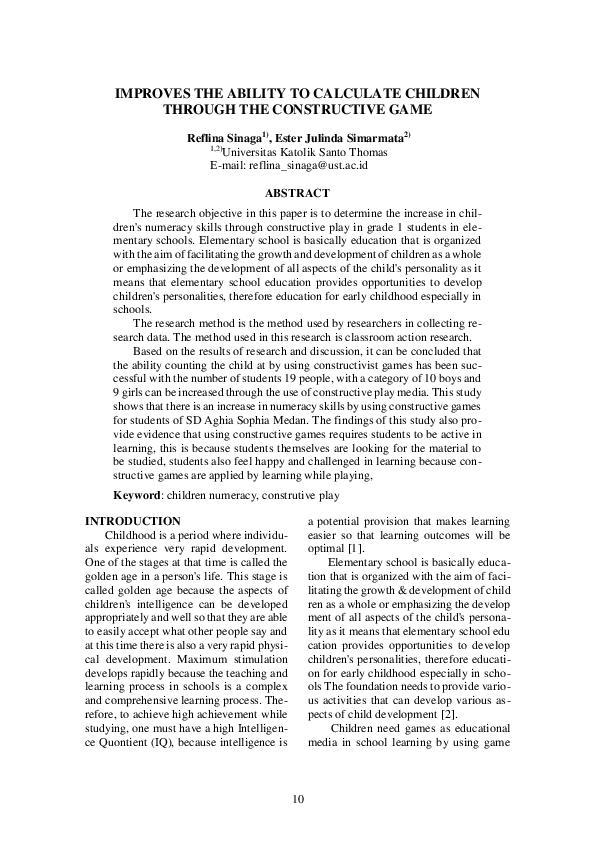 (PDF) Improves the Ability to Calculate Children Through the ...