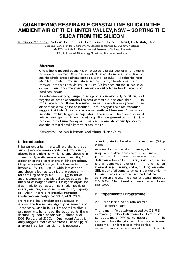 (PDF) Quantifying Respirable Crystalline Silica in the Ambient Air of ...