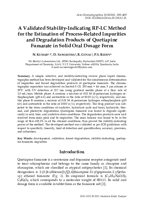 (PDF) A validated stability-indicating RP-LC method for the estimation of process-related ...