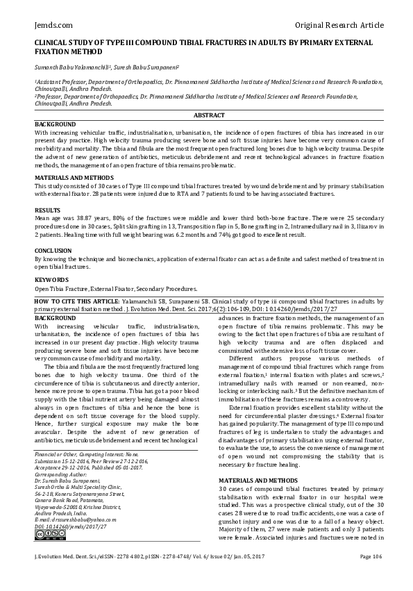 (PDF) Clinical Study of Type III Compound Tibial Fractures in Adults by ...