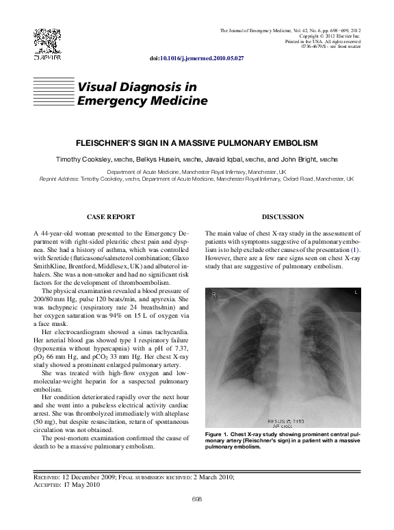 (PDF) Fleischner’s Sign in a Massive Pulmonary Embolism
