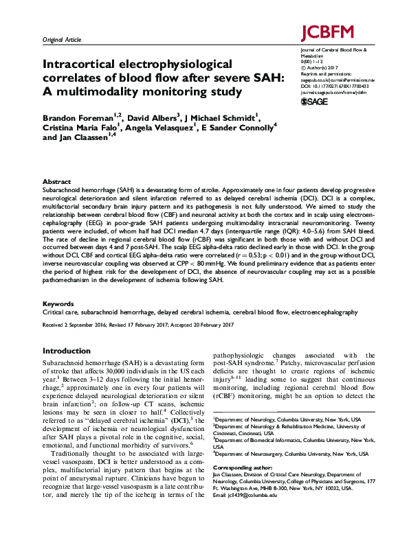 (PDF) Intracortical electrophysiological correlates of blood flow after ... (PDF) Intracortical electrophysiological correlates of blood flow after ...