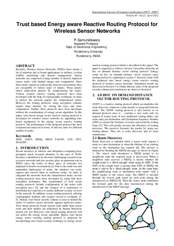 (PDF) Trust based Energy aware Reactive Routing Protocol for Wireless ...