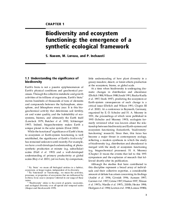 (PDF) Biodiversity and ecosystem functioning: the emergence of a ...