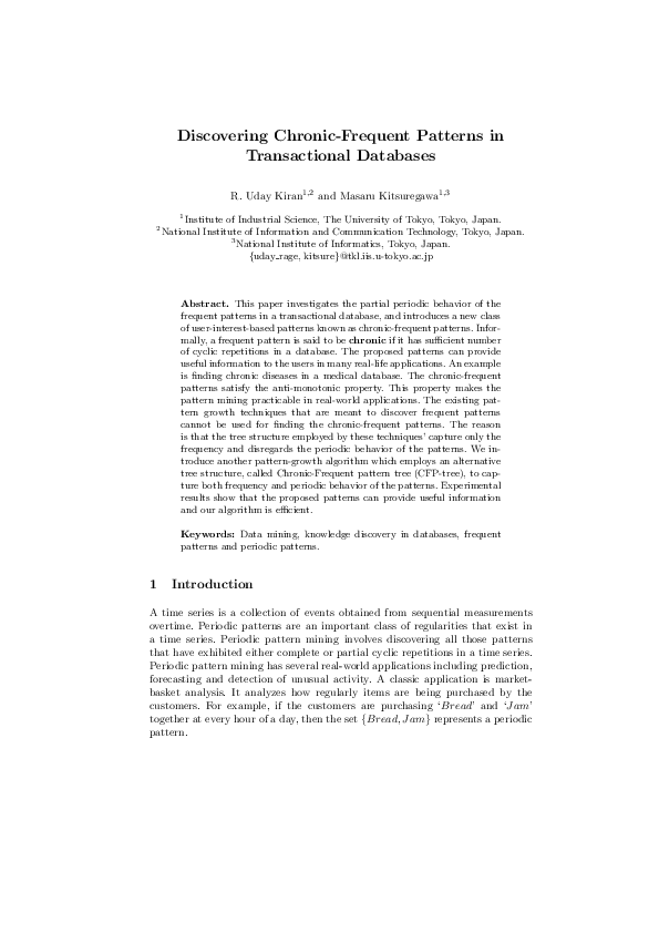 (PDF) Discovering Chronic-Frequent Patterns in Transactional Databases