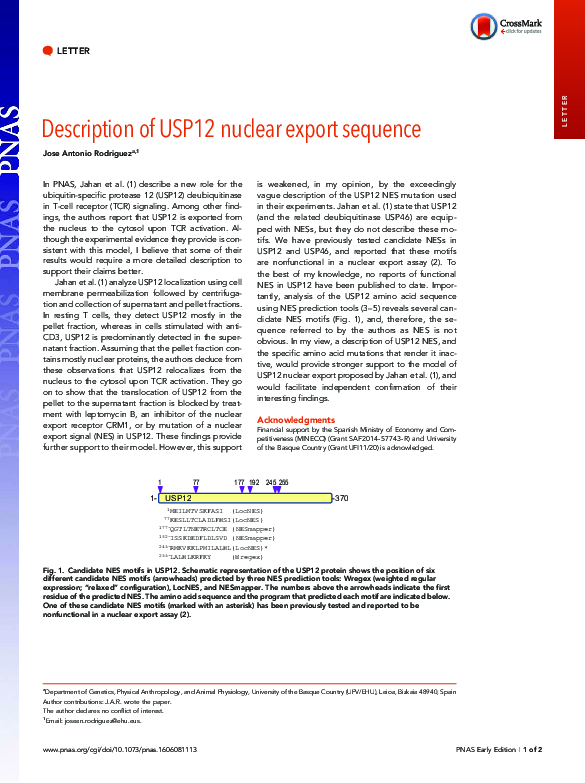 (PDF) Description of USP12 nuclear export sequence