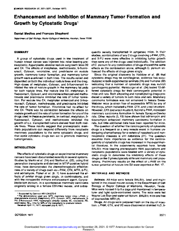 (PDF) Enhancement and inhibition of mammary tumor formation and growth ...