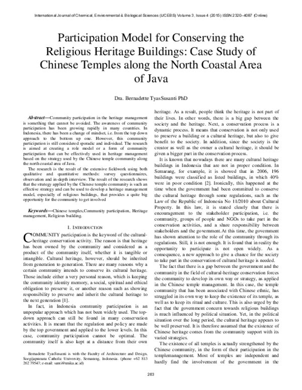 (PDF) Participation Model for Conserving the Religious Heritage ...