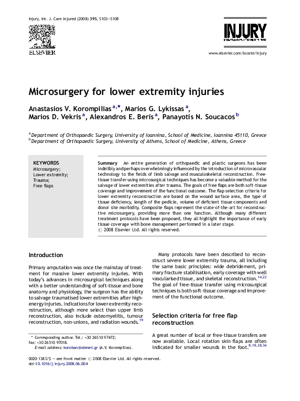 (PDF) Microsurgery for lower extremity injuries