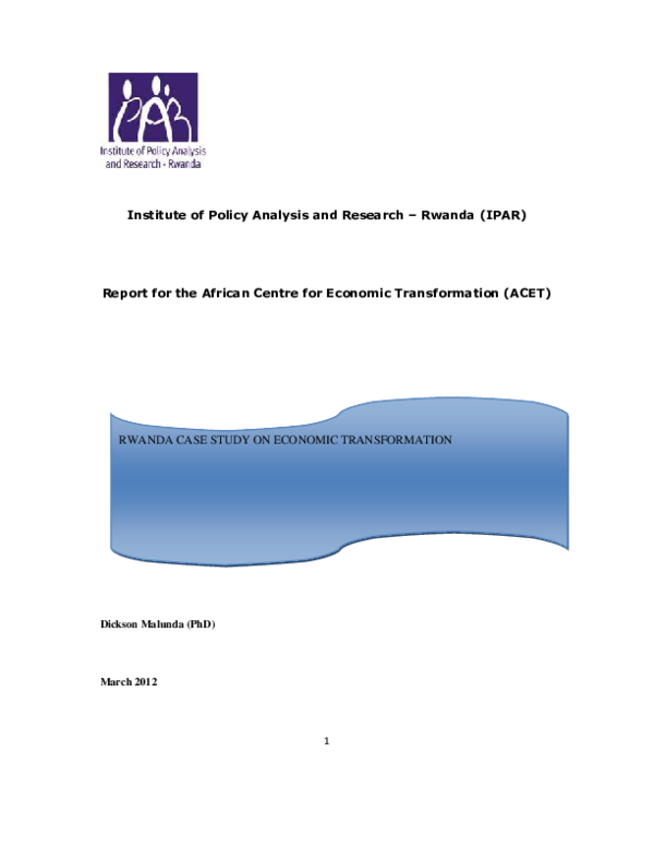 (PDF) Rwanda Case Study on Economic Transformation
