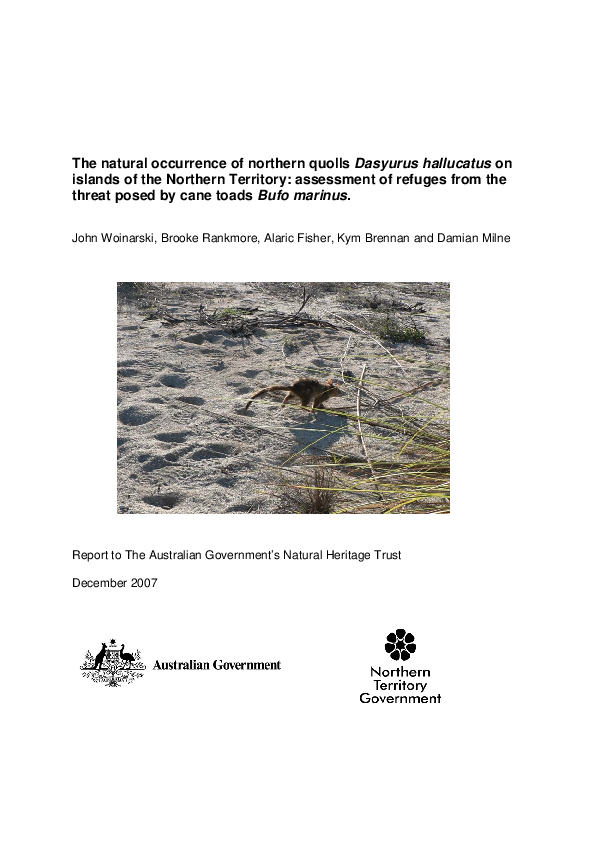 (PDF) The natural occurrence of northern quolls Dasyurus hallucatus on ...