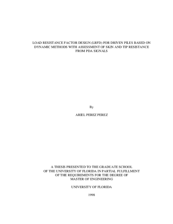 (PDF) Load Resistance Factor Design (LRFD) for Driven Piles Based on ...