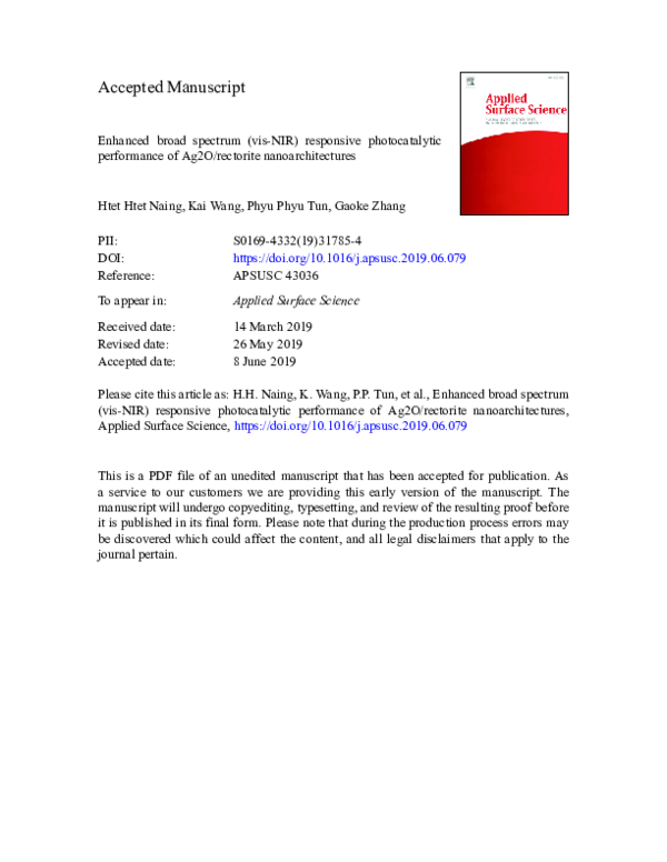 (PDF) Enhanced broad spectrum (vis-NIR) responsive photocatalytic ...