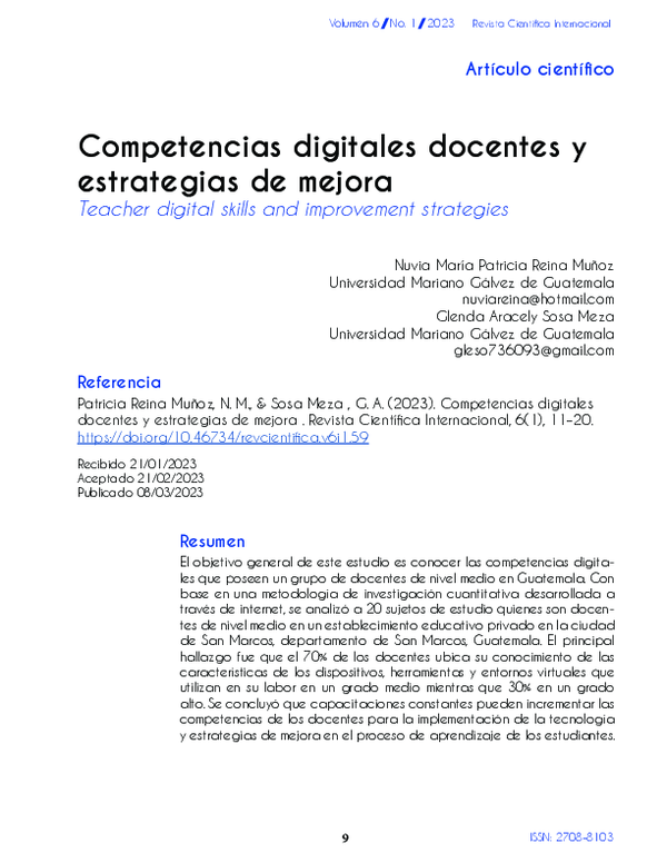(PDF) Competencias digitales docentes y estrategias de mejora | Aracely ...