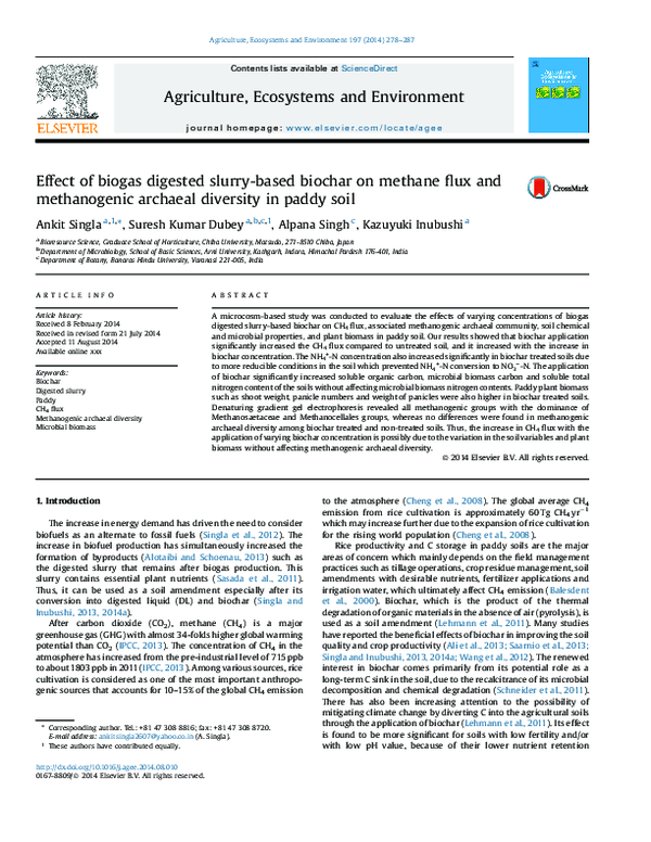 (PDF) Effect of biogas digested slurry based-biochar and digested ...