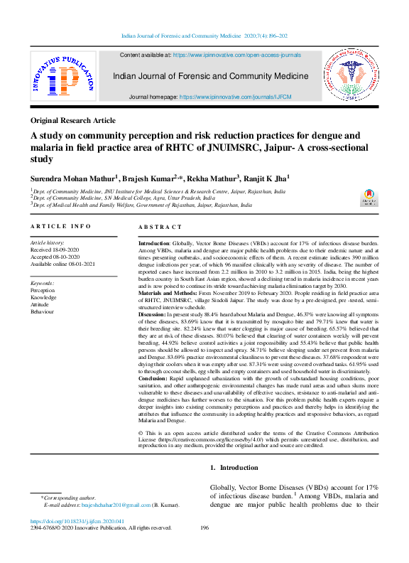 (PDF) A study on community perception and risk reduction practices for ...