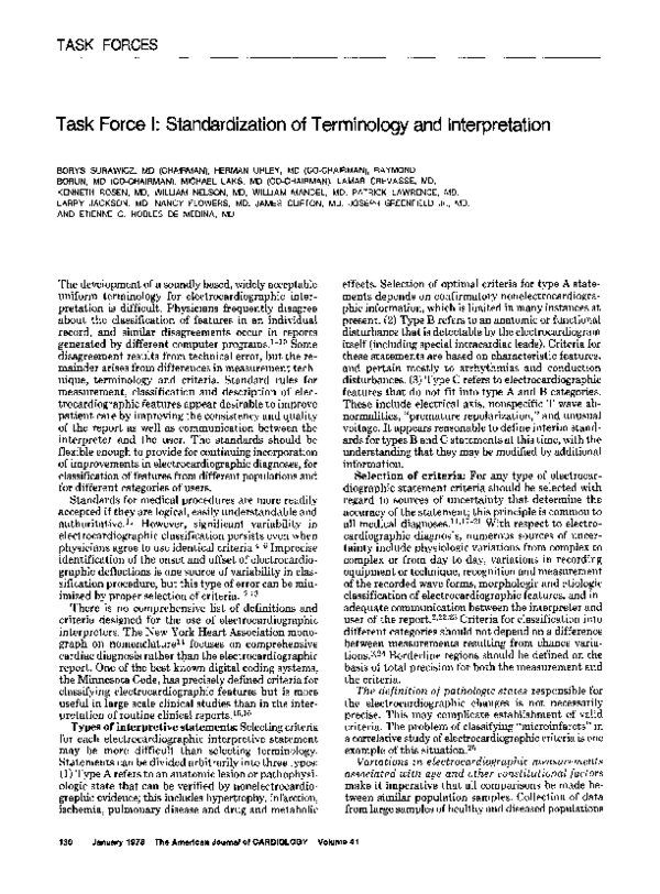 (PDF) Task force I: Standardization of terminology and interpretation