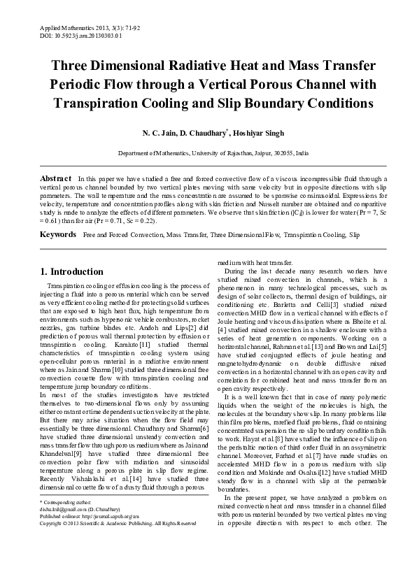 (PDF) Heat and Mass Transfer in MHD Slip Flow through Inclined Vertical Porous Channel
