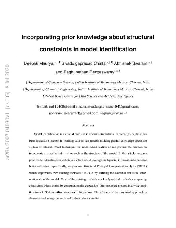 (PDF) Incorporating prior knowledge about structural constraints in model identification