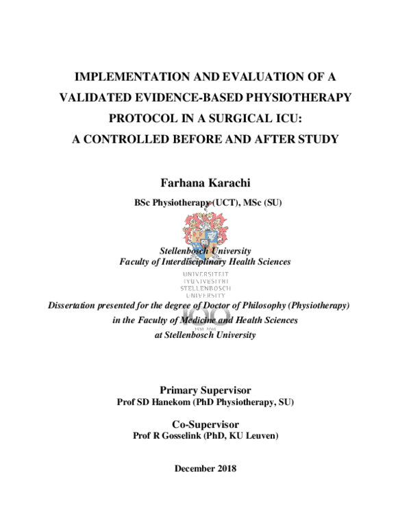 (PDF) Implementation and evaluation of a validated evidence-based physiotherapy protocol in a ...